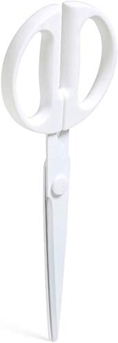 Poppin Scissors - White Office Scissors, Extra Long Stainless Steel Blades, Sleek Circular Handles, Scissors for Office (White)