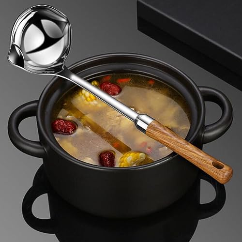 Luxshiny Oil Separator Soup Ladle, Stainless Steel Gravy Food Fat Separator Skimmer Spoon Grease Strainer Separater for Home Kitchen and Cooking