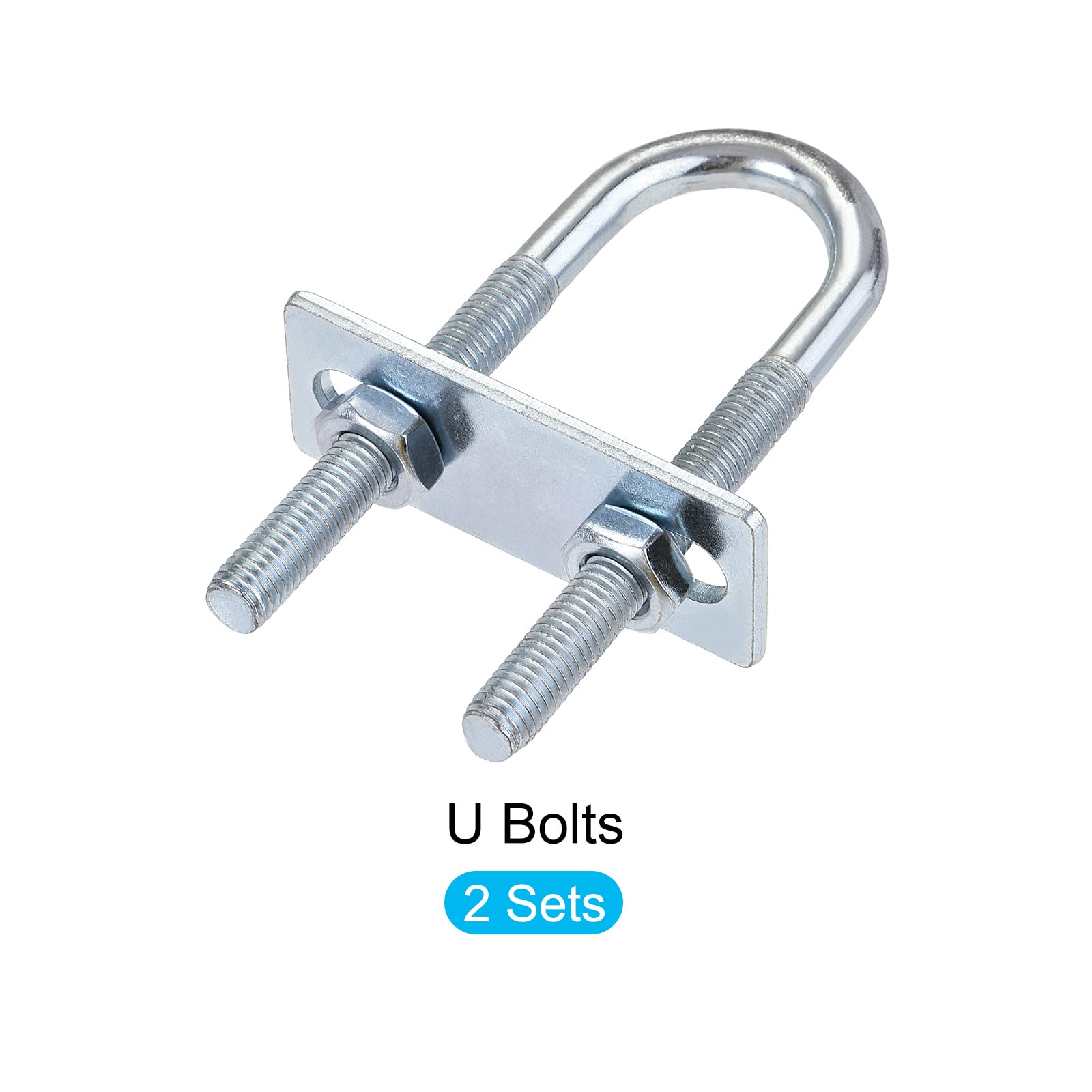 METALLIXITY U Bolts 2 Sets (M8x27x59mm), Round U Bolt Steel with Nut and Plate - for Construction, Pipe