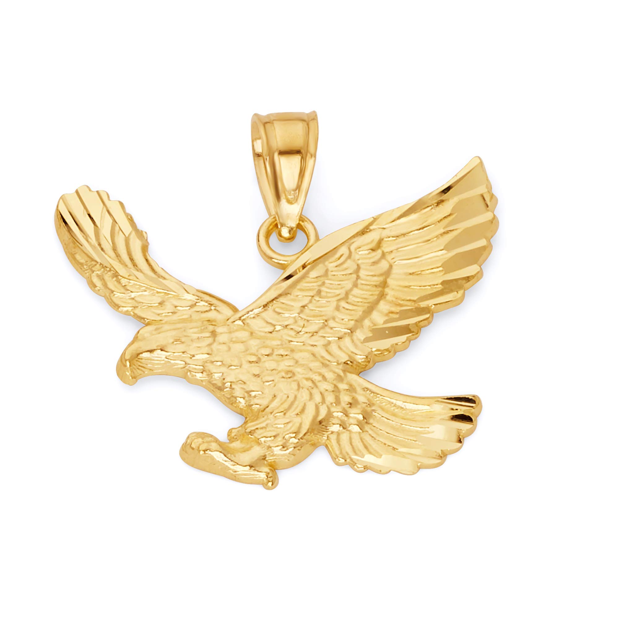 Generic 10k Real Solid Gold Dainty Eagle Pendant Symbol of Strength, Freedom, and Courage, Animal Jewelry, Yellow