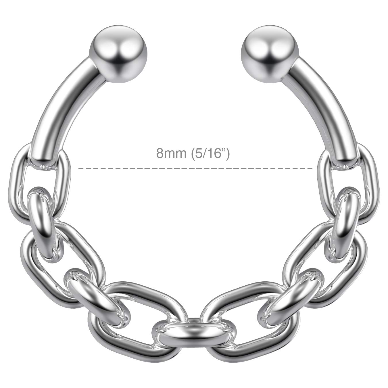 Evonix 16g Fake Septum Nose Ring Piercing Jewelry Hoop Nostril Solid Brass Rhodium-Plated Cute Boho Faux