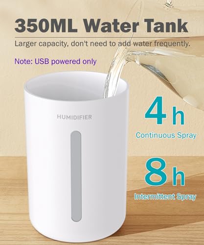 Mini Humidifier, Small Personal USB Cool Mist Humidifiers Ultra-Quiet Air Humidifier for Bedroom Home Office Desktop (XRH019-Black)