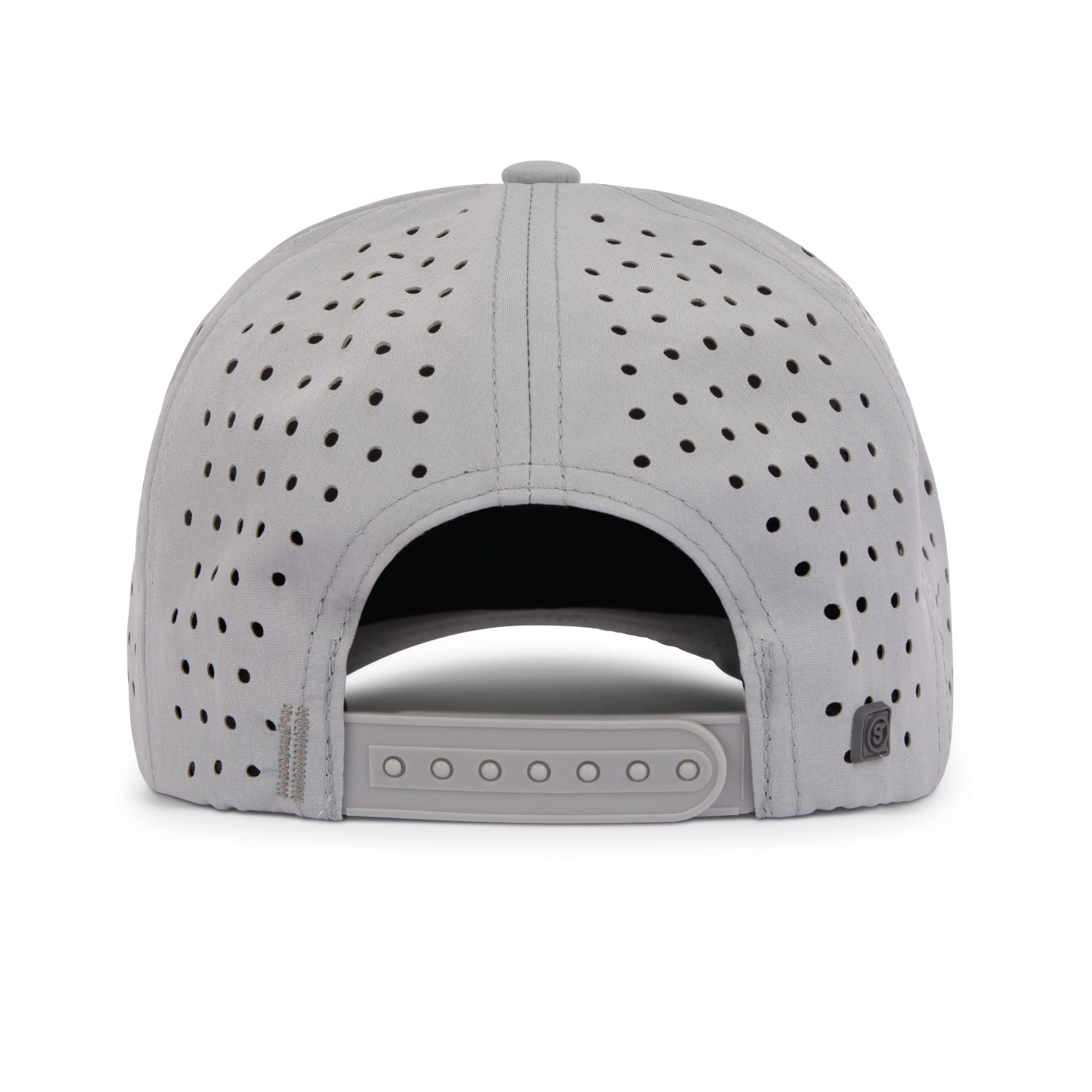 Hydro Waterproof Baseball Hat for A-Game Performance, Snapback 6-Panel Cap for Gym, Boat, Golf, Workout, Running, Sweat Resistant, One Size, Unisex Grey
