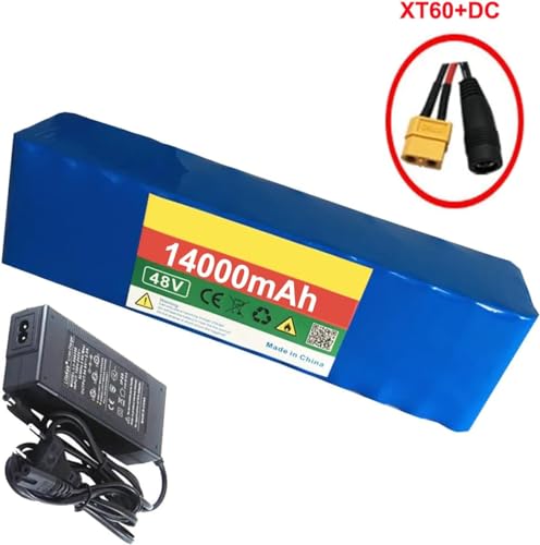 EsaSaM 48V 14Ah Electric Bicycle Lithium Battery Pack, 18650 with XT60 Connector+54.6V 2A Charger,for 200-750W Ebike Electric Bicycle Scooter,T