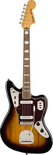 Fender Squier Classic Vibe '70s Jaguar - 3-Color Sunburst Bundle with Gig Bag, Instrument Cable, Tuner, Strap, Strings, Picks, and Austin Bazaar Instructional DVD