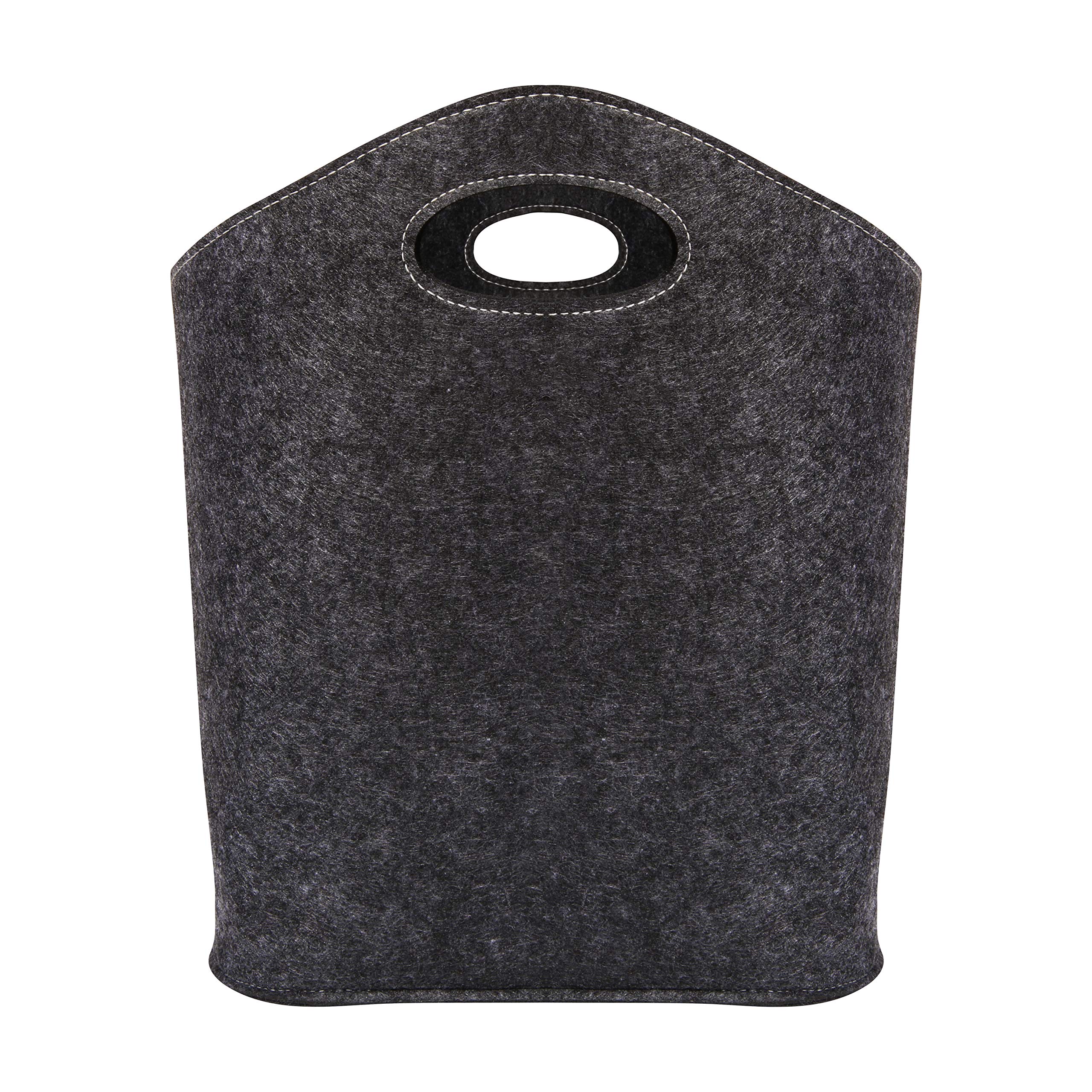 VIIRKUJA XXL Log Basket | Firewood Basket Made of Extra Thick Felt | Dark Grey | Felt Basket with Reinforced Handles for Firewood | Large