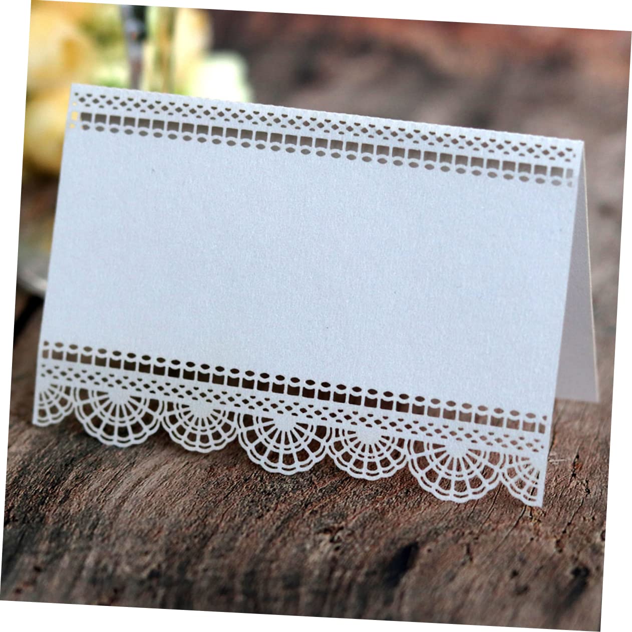 MERRYHAPY 50pcs Table Tent Cards Blank Cards Hollow Out Wedding Invitation Wedding Table Name Party Place Name Greetings Place Cards Table Place Pretty White Reception Table