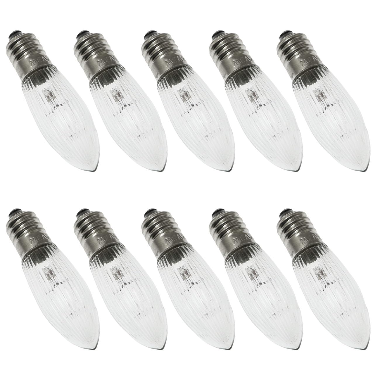 SQXBK 10PCS E10 Olive-Shaped Bulb 3W 17V 9x45MM/0.35x1.77Inch European Special Screw Base Clear Bulb