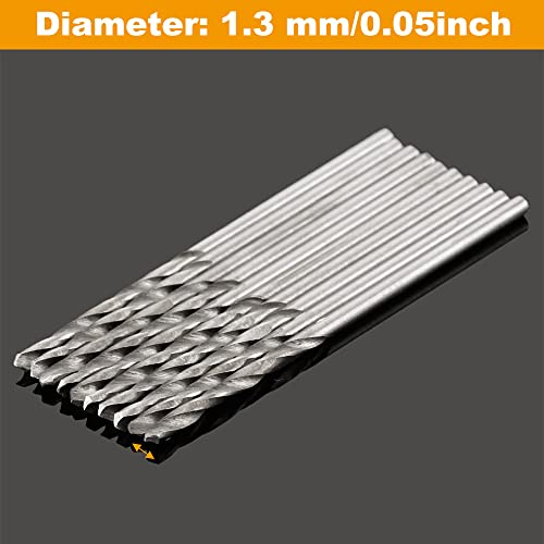Mtsooning 10PCS 1.3mm Mini Drill Bits, Small Steel Twist Drilling Kit, Precision Hss Drilling Tool for Metal, Wood, Manual Work DIY, Crafts Jewelry, Assembling, Model Making