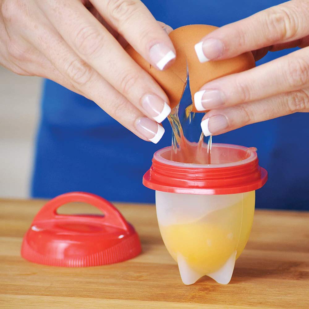LANJILIFE Egg Cooker - Hard Boiled Eggs without the Shell, 6PCS/Set Egg Poachers Cooker Silicone Non-stick Egg Boiler Cookers,Silicone Boiled Steamer Eggies, BPA Free