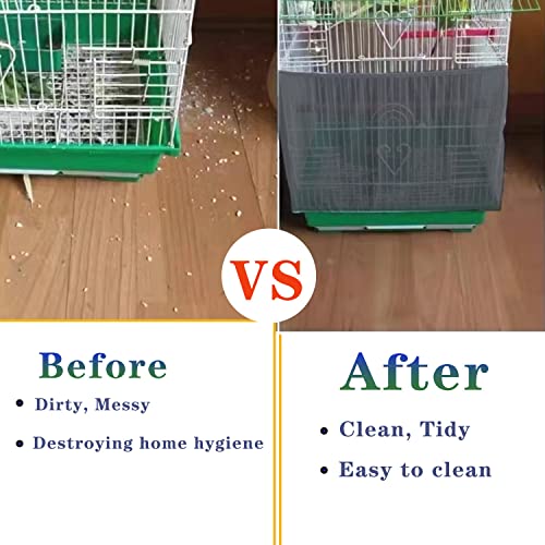 LWFCOEE Bird Cage Seed Catcher, Birdcage Skirt Guard, Adjustable Soft Nylon Mesh Bird Cage Netting Cover for Round Square Medium Bird Cages Circumference 40-60 Inch, Black