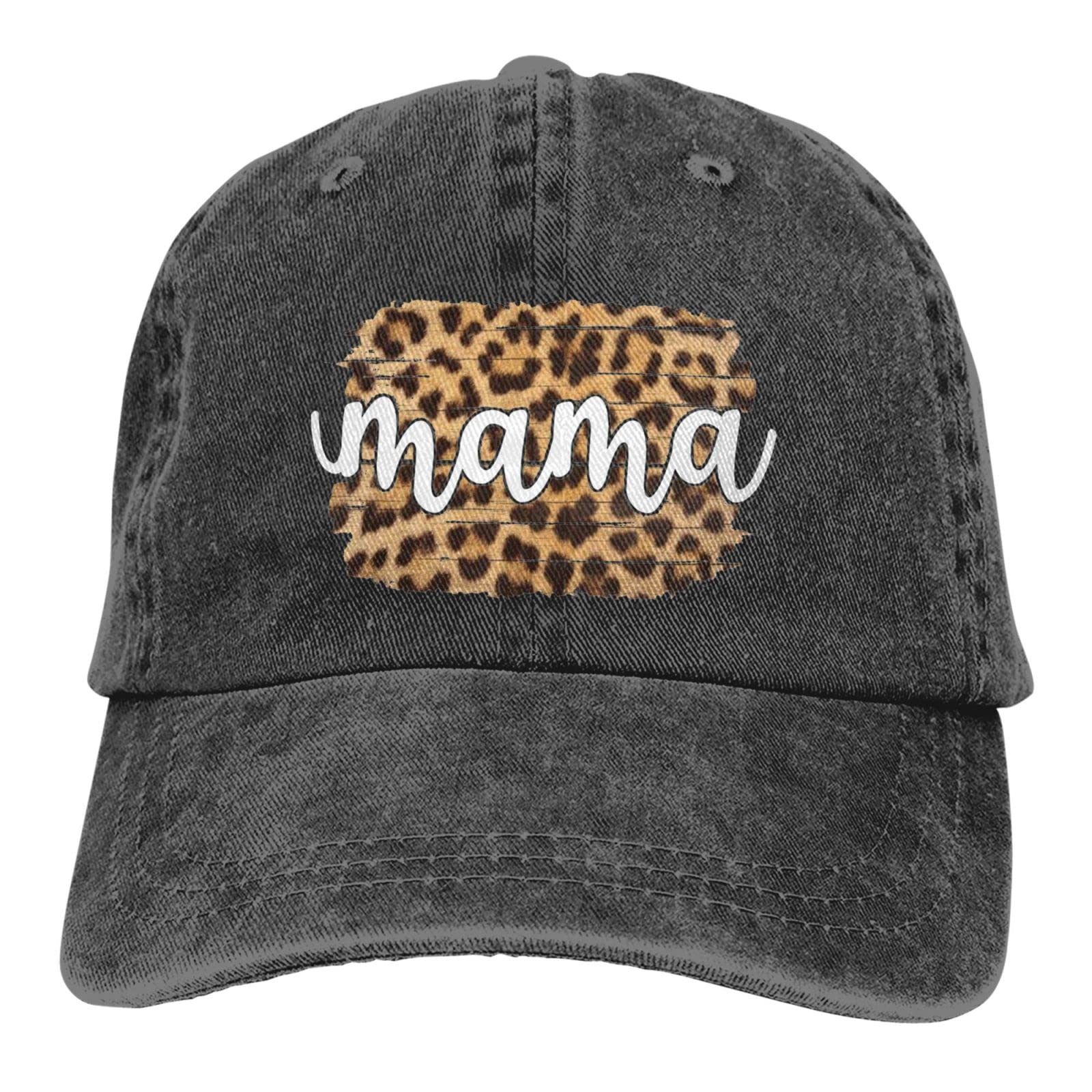 Inked Mama Cheetah Leopard Print Cowboy Hat Adjustable Baseball Cap Trucker Hats Black