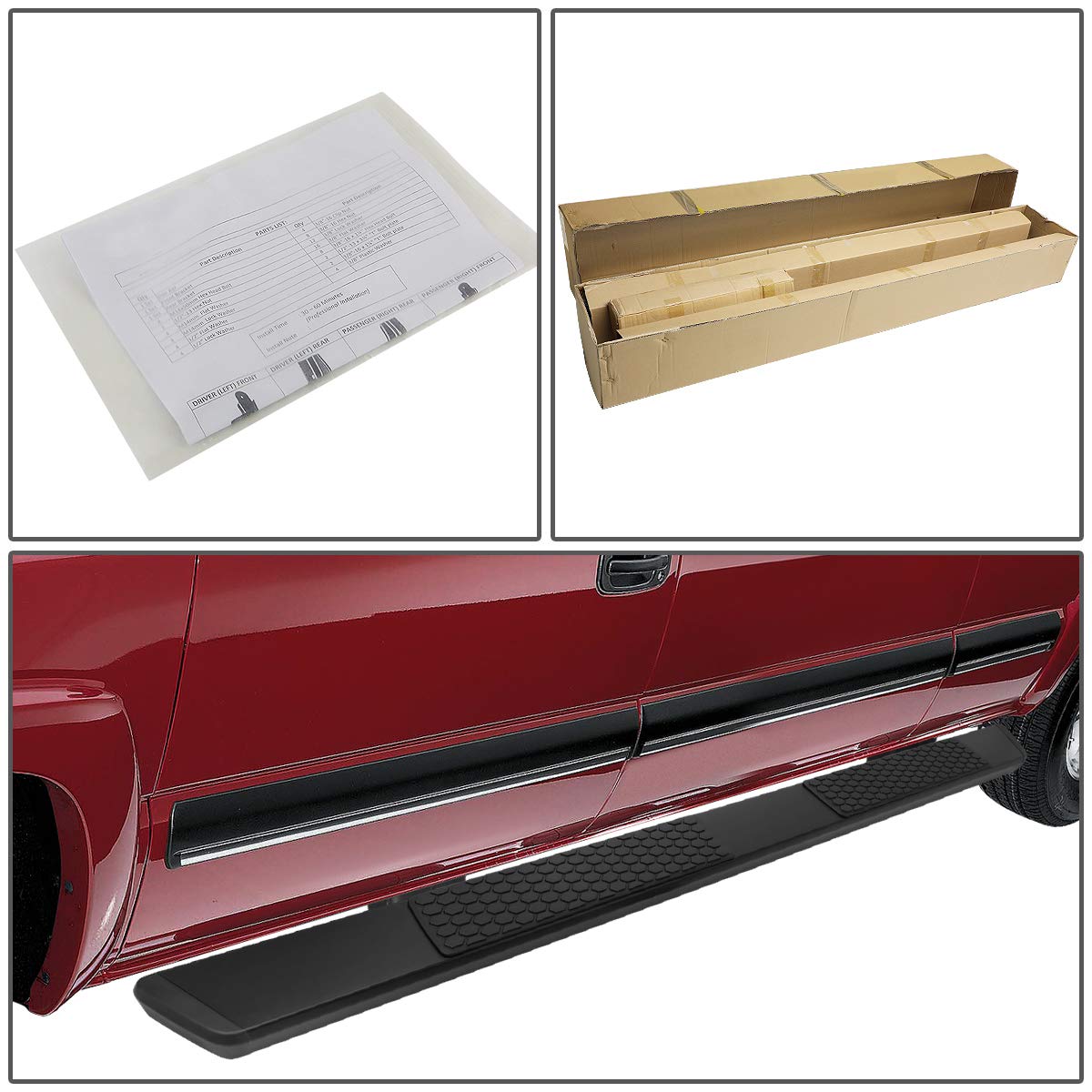 DNA Motoring STEPB-ZTL-8238-SSBK 5 Inches Wide Powder Coated Side Step Nerf Bar Running Boards Compatible with 2004-2014 Ford F150 Super Cab