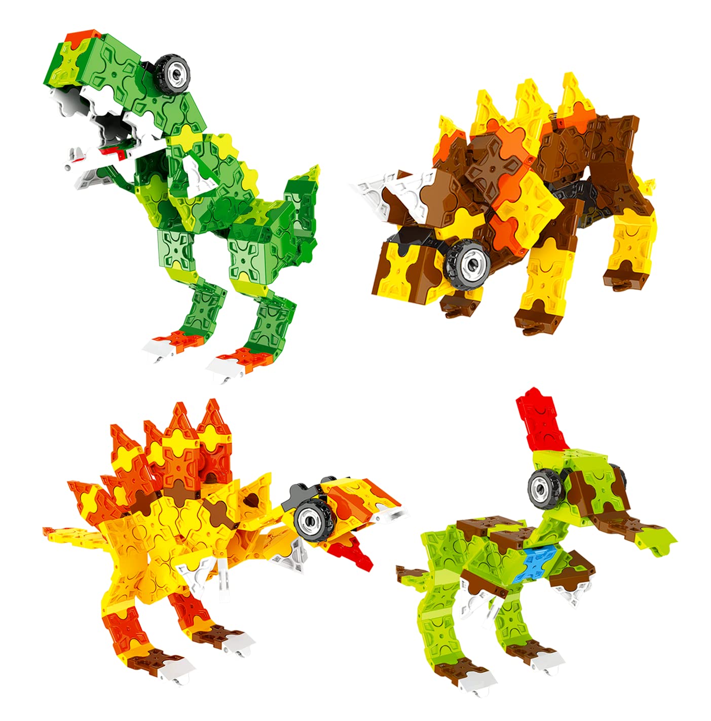 Kidtastic STEM Building Dinosaurs Bricks Toy for Child, Boys, Girls, 115 Pieces Fun and Educational Toy Set, Triceratops, T-Rex, Pterodactyl Dinosaurios Develops Skills and Creative Dino Attack