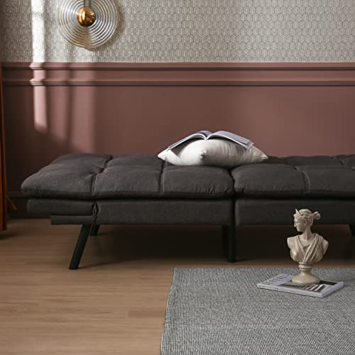 ERYE 3-in-1 Upholstered Napping Futon Sofa Loveseat Convertible Sleeper Couch Bed,Adjustable Both Side 2-Seaters Sofa&Couch Cushions Love Seat Daybed for Home Apartment Office Small Space Living Room