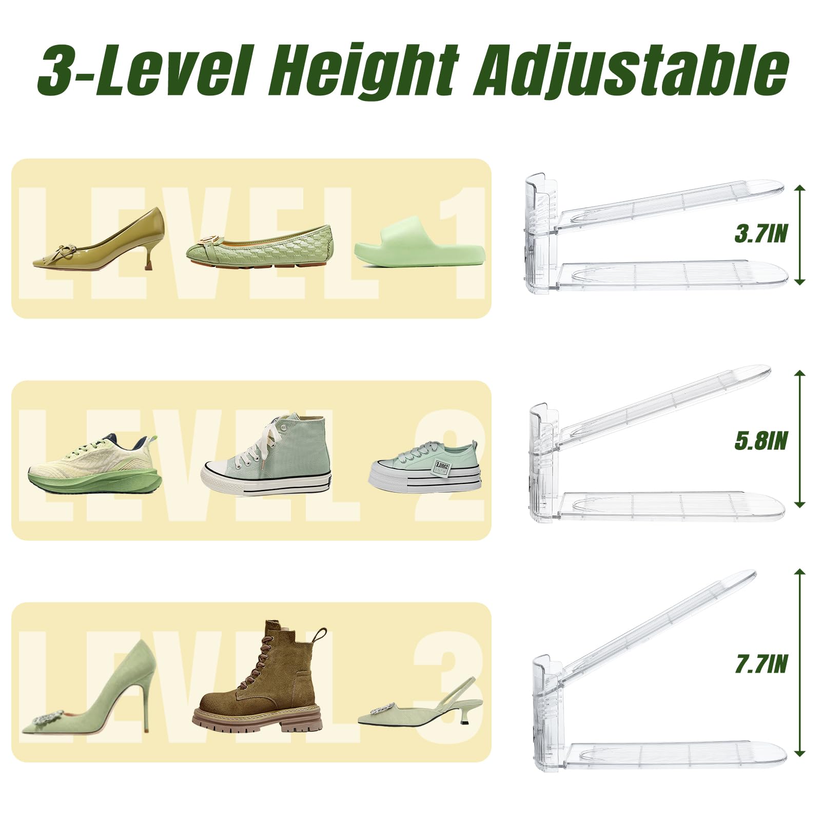 MOOKNAT Clear Shoe Slot Organizer, 12 Pack Adjustable Shoe Slots Organizer for Closet Clear Shoe Stackers Shoe Rack Holder Shoe Space Savers for A Pair of Shoes(Transparent)