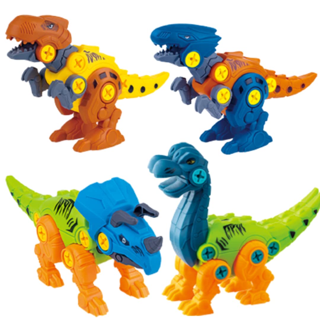 Kidtastic STEM Dinosaur Toys Construction Engineering Building PlaySet 4-Pack Take Apart Fun for Boys Girls Toddlers Ages 3-6 and Up Years Old