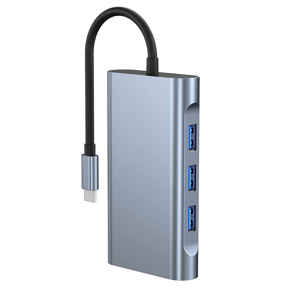 KitBox USB C HUB 7 in 1 Type C Adapter with Type C 87W PD, USB3.0 HDMI VGA, RJ45 Ethernet Port for MacBook and Other Type C Laptop.