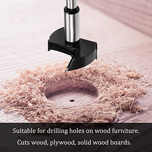 Kozelo Forstner Drill Bit - [54mm] Tungsten Carbide Auger Opener for Wood Furniture Hinge Woodworking Use, Round Shank, Black