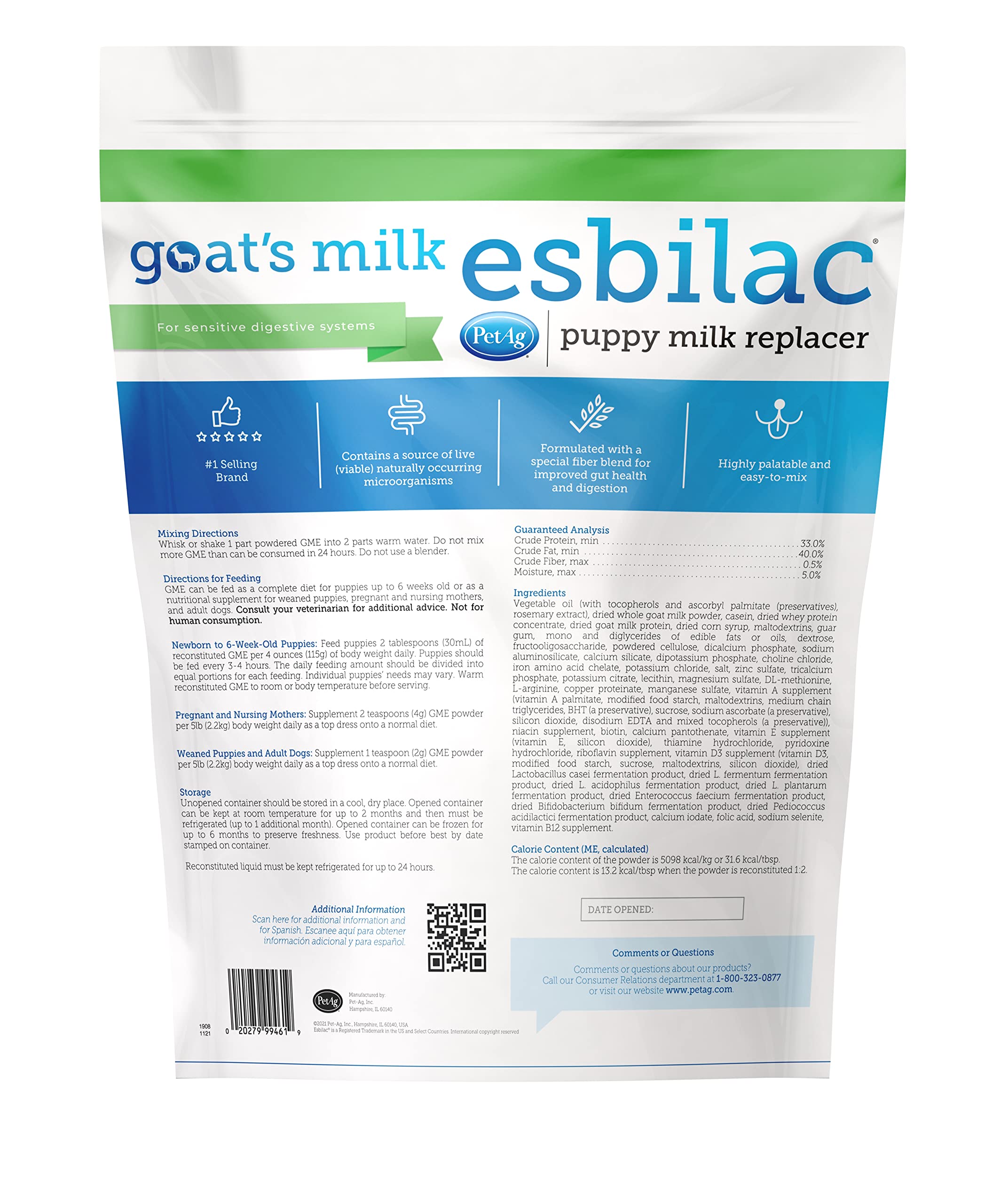 Pet-Ag Goat’s Milk Esbilac Powder - 5 lb - Powdered Puppy Formula with Prebiotics, Probiotics & Vitamins for Puppies Newborn to Six Weeks Old - for Sensitive Digestive Systems