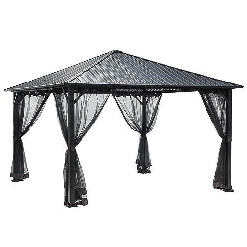 LAUREL CANYON 10 Ft. x 10 Ft. Galvanized Steel Hardtop Gazebo with Mosquito Netting