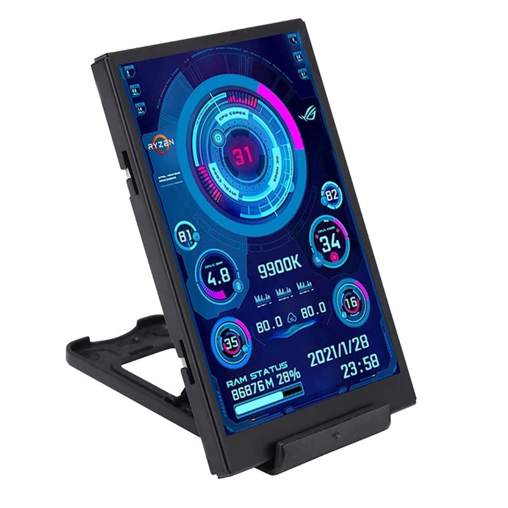 MAKIVI 3.5 Inch USB Chassis Sub-Screen Computer CPU GPU RAM HDD Monitor for Freely AIDA64 Black