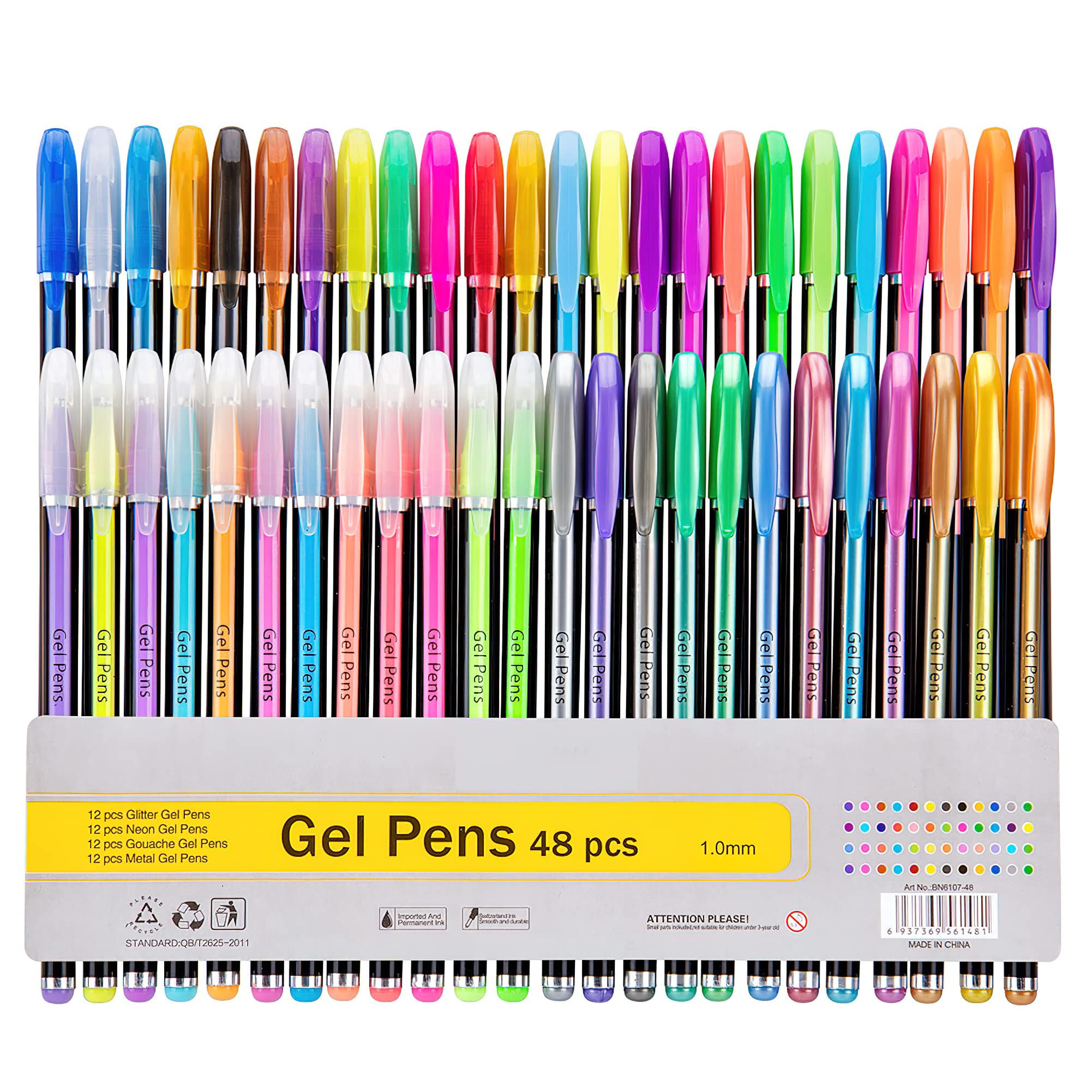 Gel Pens Set Colored Pen Fine Point Art Marker Pen 48 Unique Colors for Adult Coloring Books Kid Doodling Scrapbooking Drawing Writing Sketching Highlighter Pens