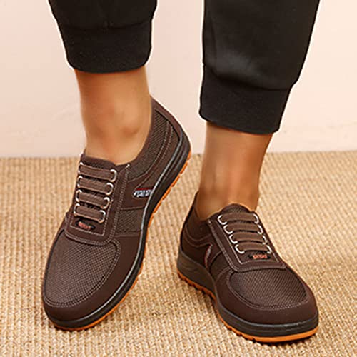 FASDNENDYS Men Wedge Heel Soft Sole Soft Sole Round Toe Breathable Running Western Shoes Fashion Men Lite Adapt Sneaker - Men's Coffee