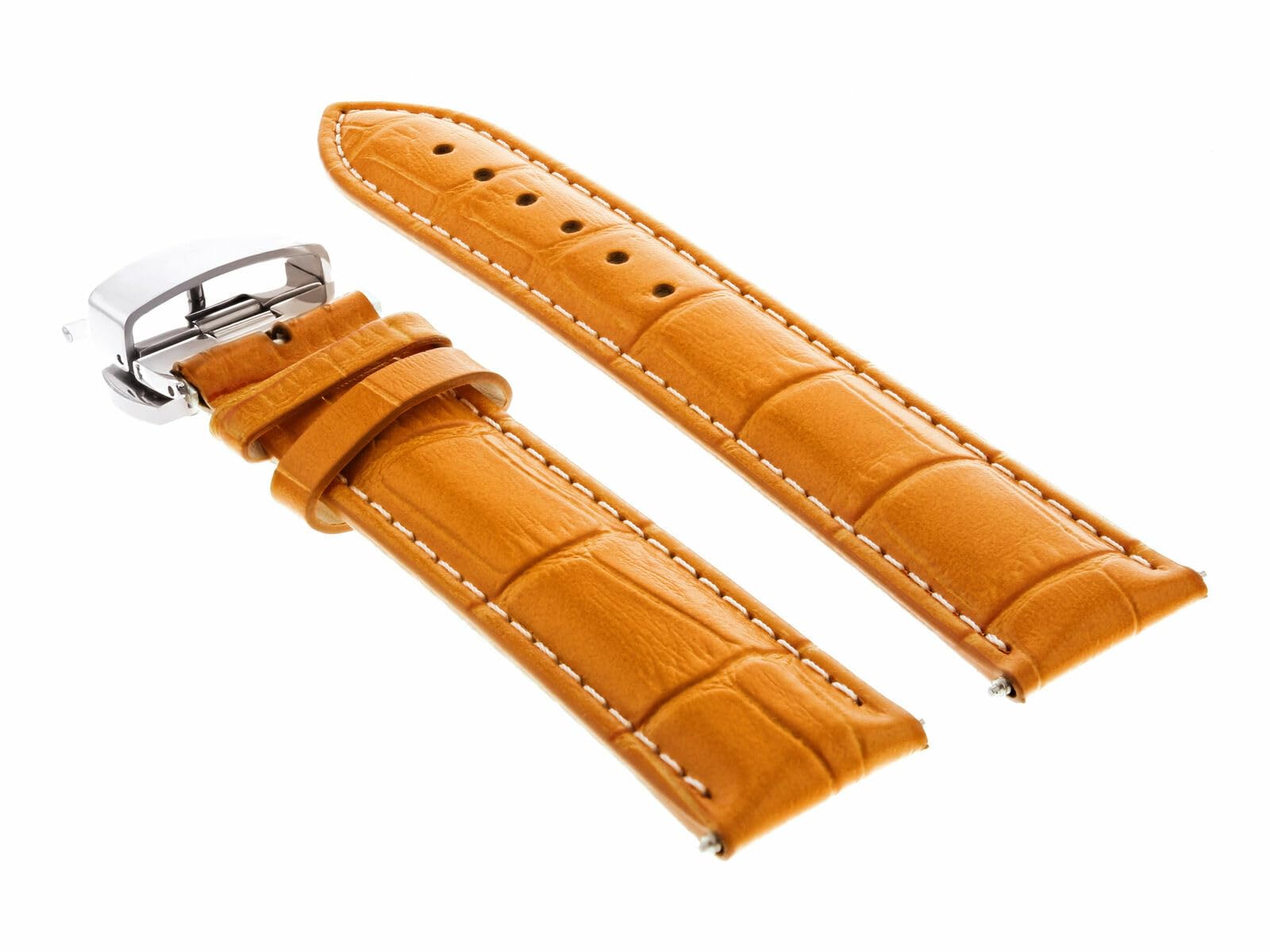 Ewatchparts 18MM LEATHER WATCH BAND STRAP COMPATIBLE WITH IWC PILOT TOP GUN WATCH CLASP BUCKLE ORANGE WS