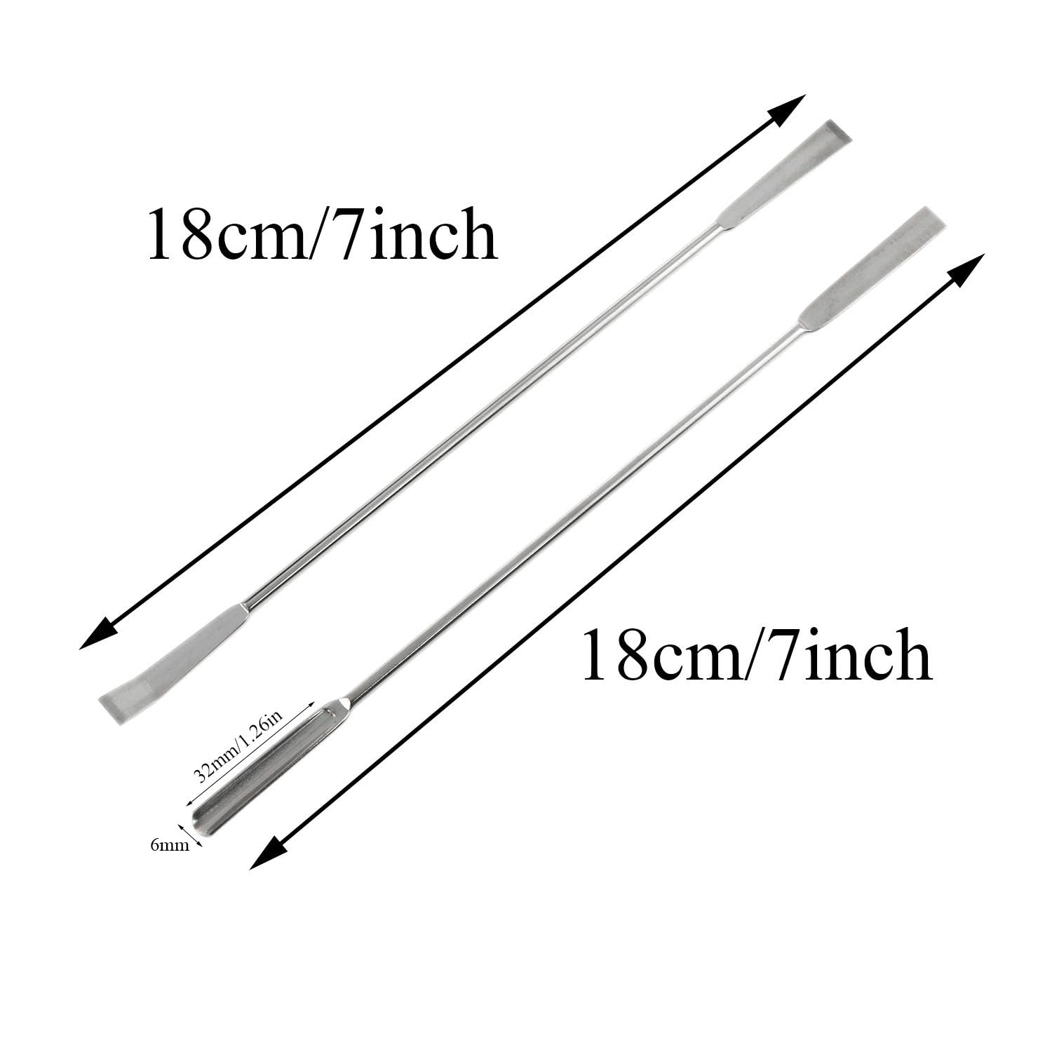 Meuey Lyot 5IN1 Double-Ended Micro lab Spoon Laboratory Equipment Half Round Flat end Scoop Sampler Stainless Steel Miniature Kitchen Spoon for Laboratory Powder metering
