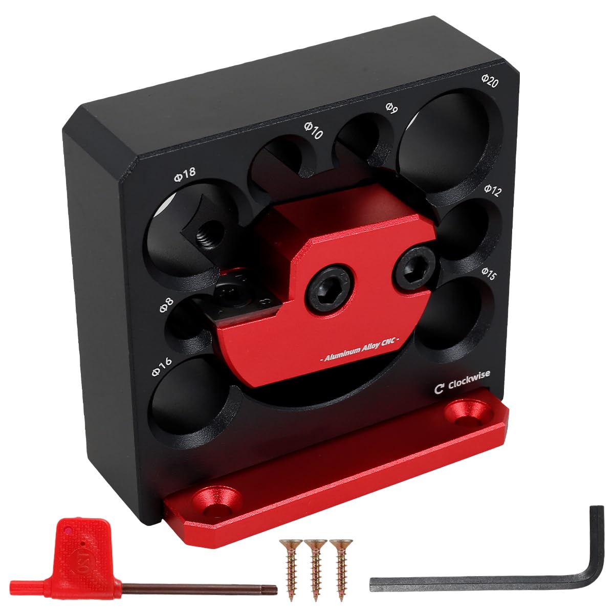 esidianzi 6Pcs Dowel Maker Jig Kit Metric 8mm to 20mm Adjustable Dowel Maker with Carbide Blade Electric Drill Milling Dowel Round Rod Auxiliary Tool for Wooden Rods Sticks Woodworking(Black red)