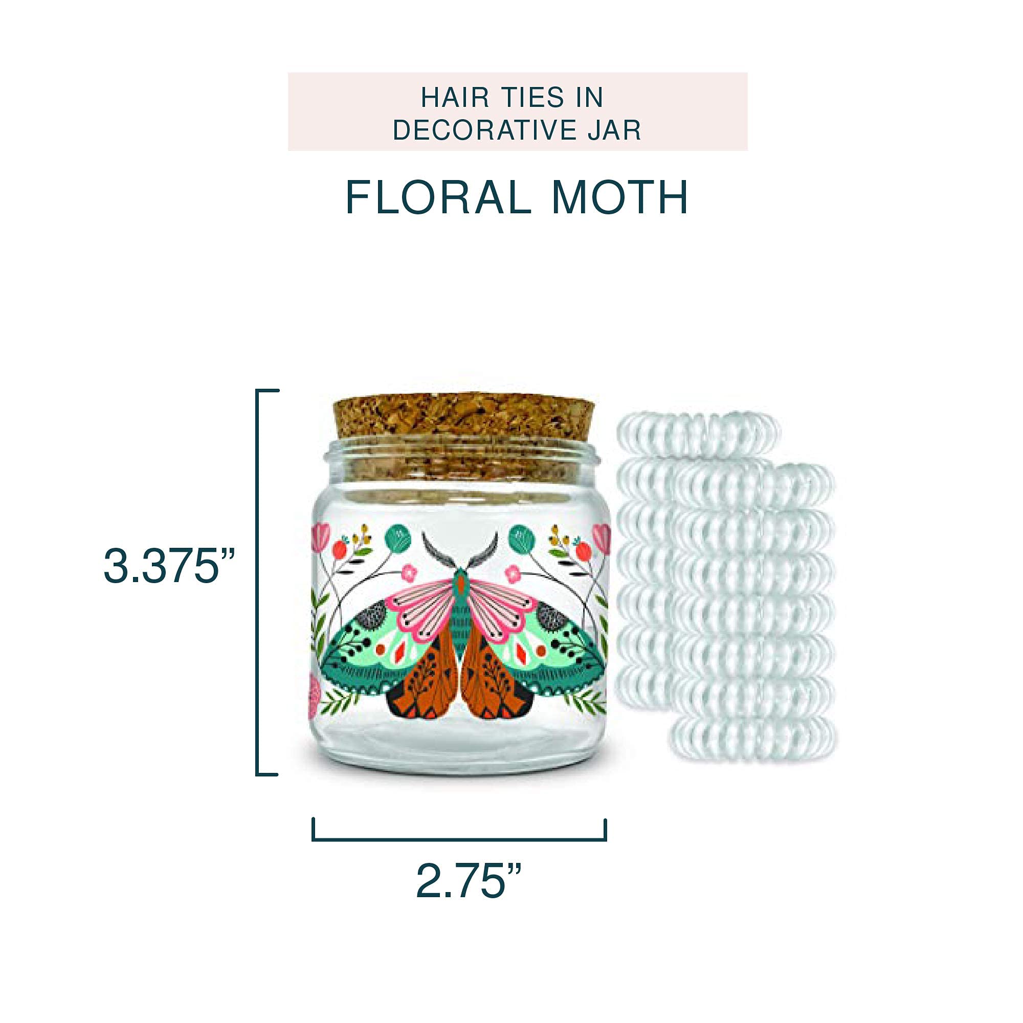Floral Moth Spiral Hair Ties In Decorative Jar