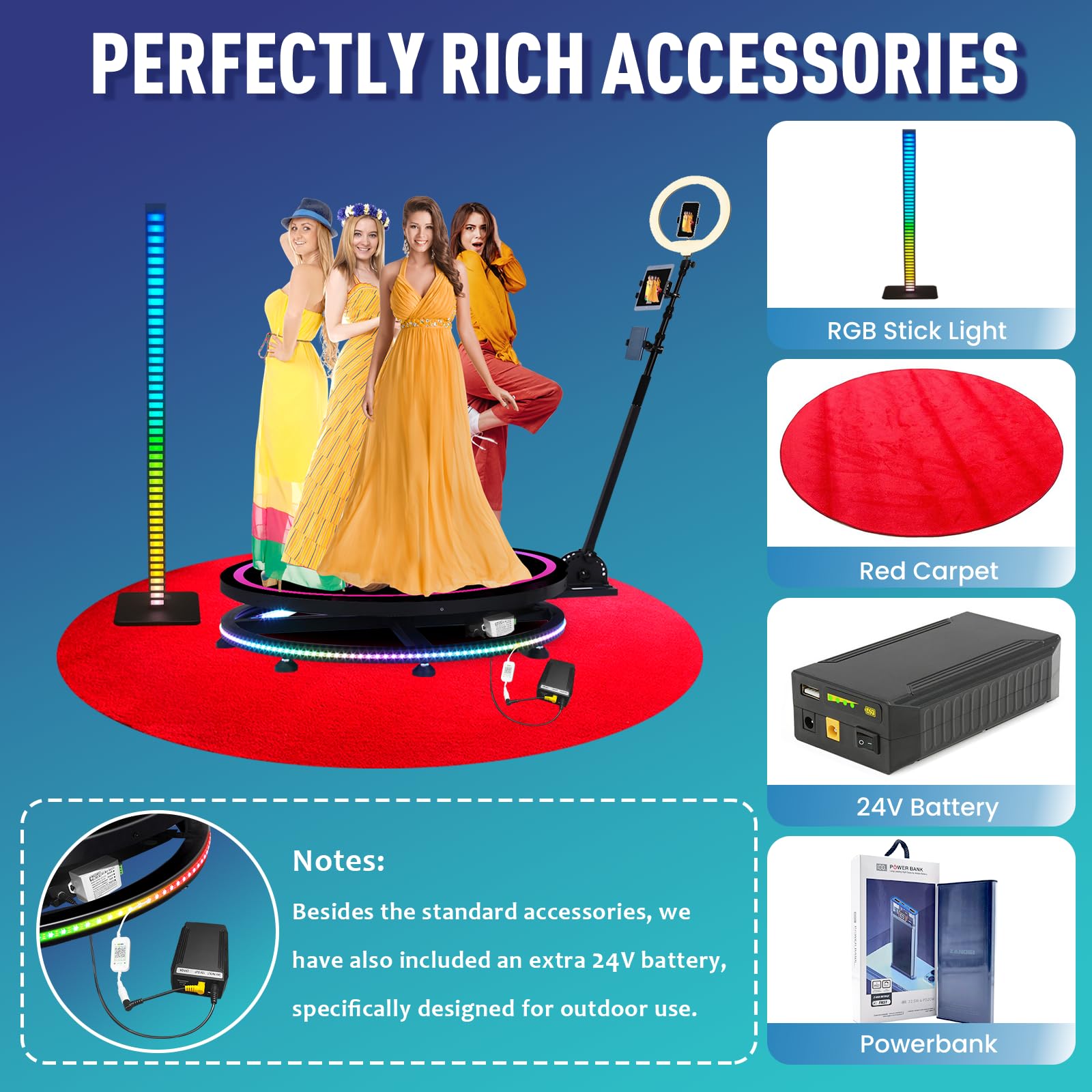 Kricikr 360 Photo Booth Machine for Parties,360 Camera Booth with Battery Pack,Custom Magnetic Logo,APP,Flight Case etc Deluxe Suit,Control by Remote or APP (68cm/27)