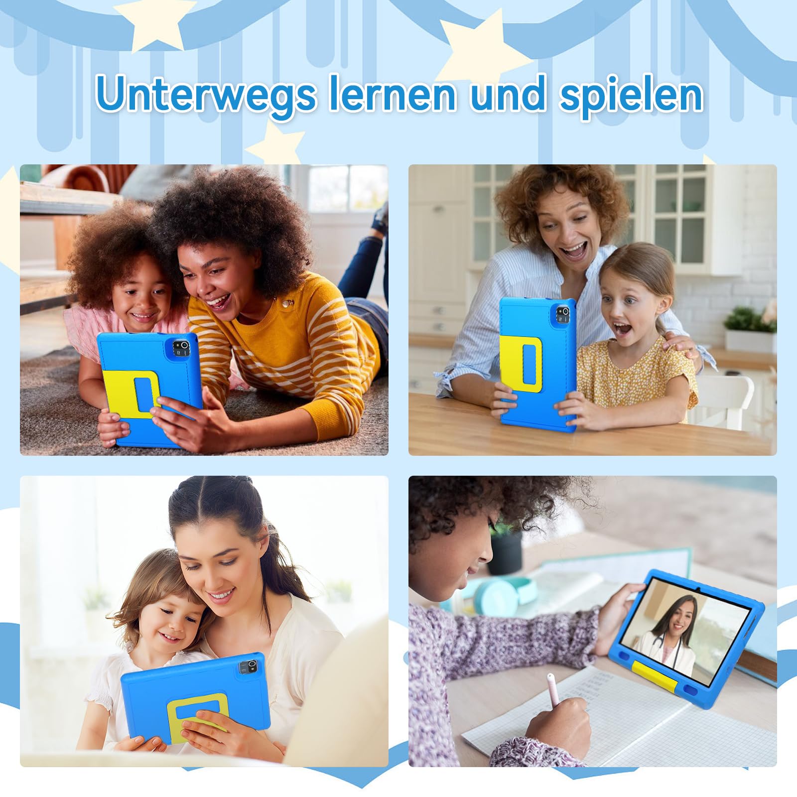 Freeski 10-inch Kids Tablet, Android 13 Tablet for Kids, HD IPS Display, 6GB RAM, 64GB ROM, Quad-Core Processor, Kidoz Pre Installed, Parental Control, Kid-Proof Case