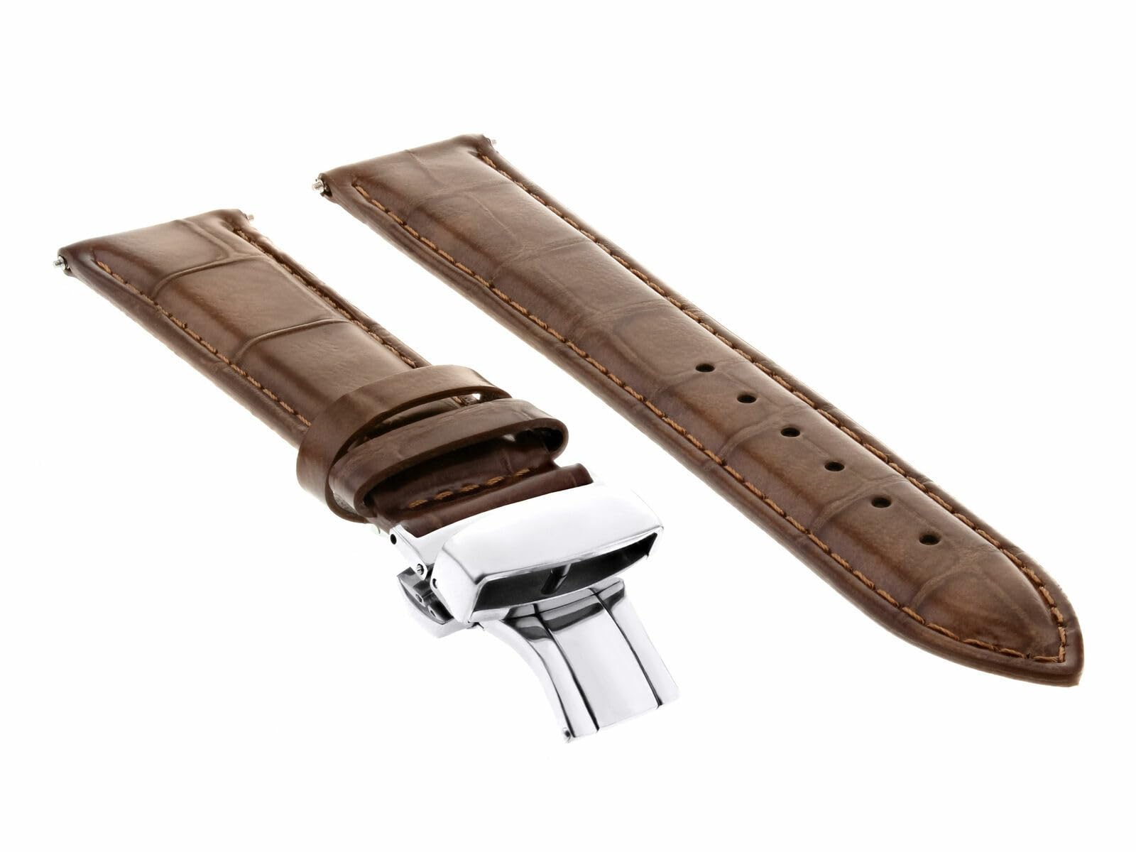 Ewatchparts 19MM LEATHER WATCH STRAP BAND DEPLOYMENT BUCKLE COMPATIBLE WITH IWC PILOT TOP GUN L/BROWN