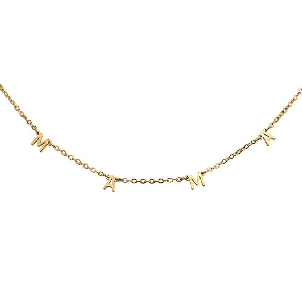 FERIER 18K Gold Plated Mom Necklace Mother's Day Letter Necklace for Women Dainty Necklace Mothers Necklace Gifts for Mom (Gold)