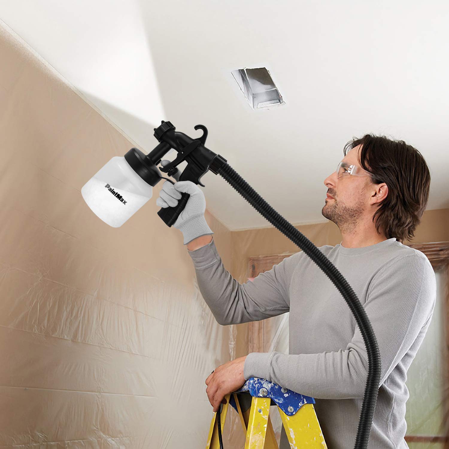 Moclever® Paint Sprayer, 800ml/min New Upgrade HVLP Electric Paint Gun with 3 Spray Patterns, Easy Spraying and Cleaning for Power Paint Sprayer,Adjustable Valve Knob, Quick Refill Lid Detachable Cont