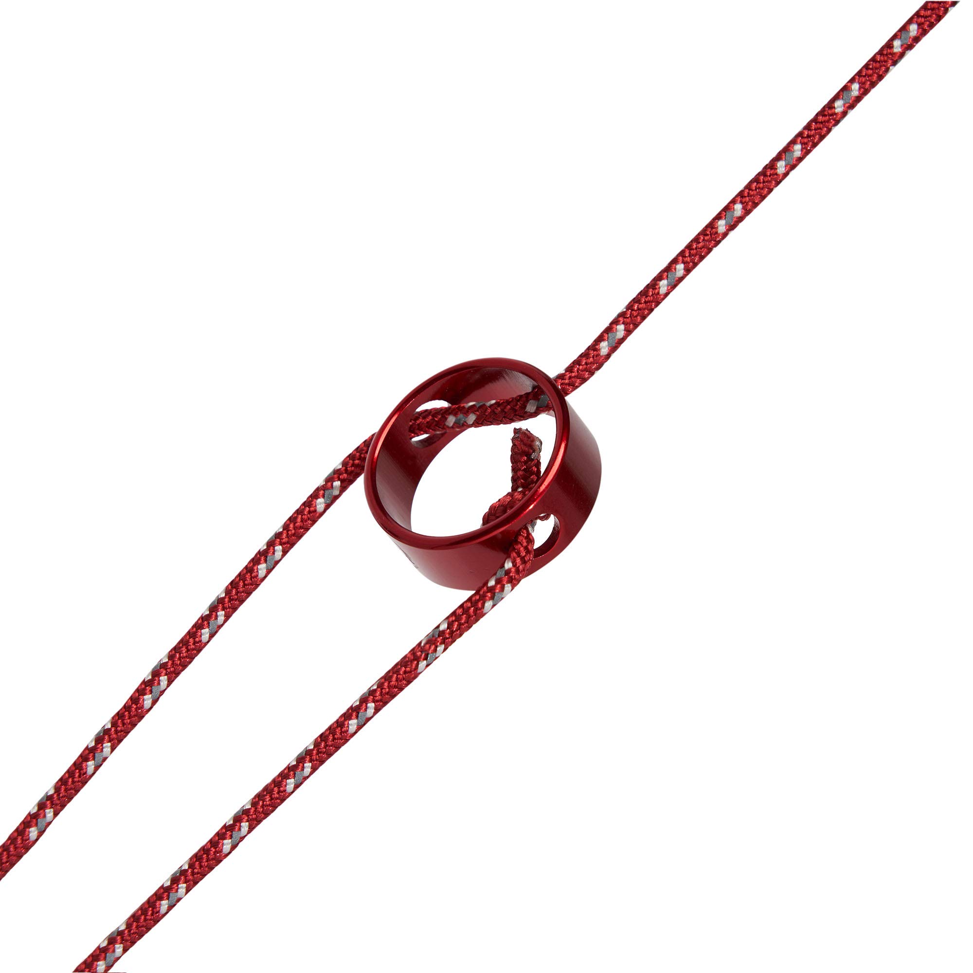 FlyRing Guyline Cord, Rope & Paracord Tensioner Adjuster for Hiking, Camping, Backpacking (Aluminum, Red, 6-Pack)