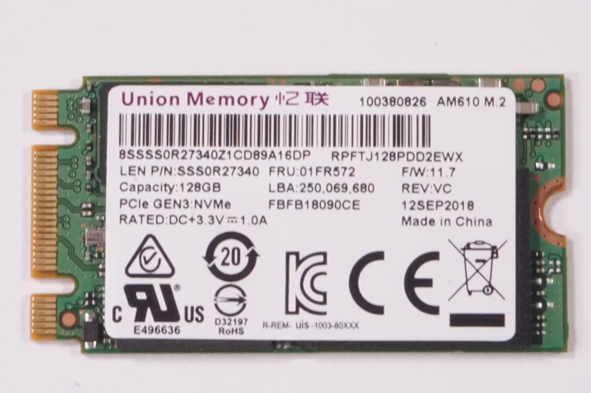 FMB-I Compatible with SSS0R27340 Replacement for 128Gb PCIe TSB gen3 SSD Drive 81LL0002US