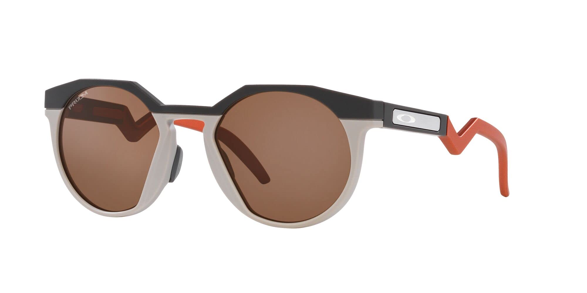 Oakley Men's OO9242A HSTN Low Bridge Fit Round Sunglasses, Matte Carbon/Prizm Tungsten, 52 mm