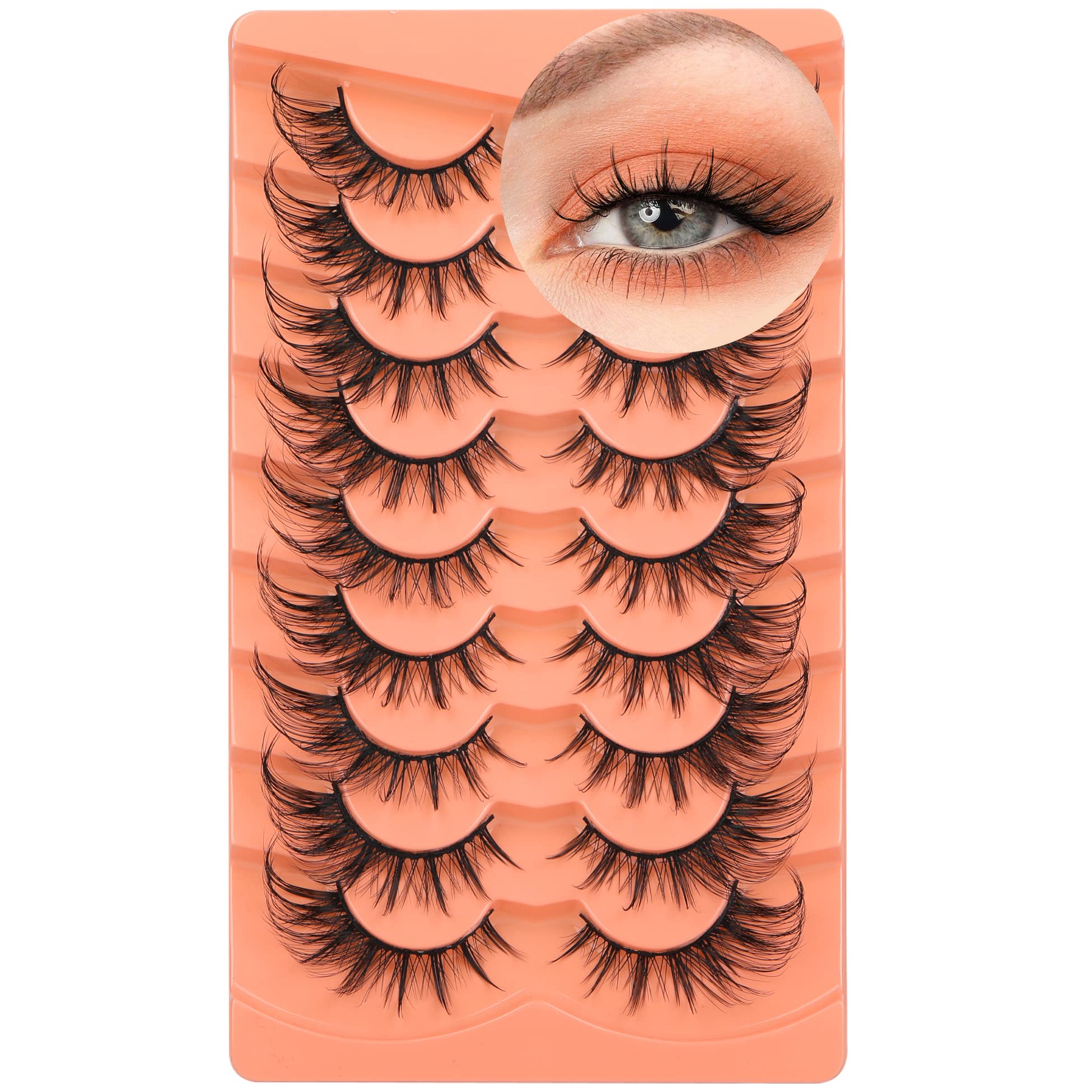 Manga Lashes Fox Eye Anime Cat Eye False Lashes Mink Faux Wispy Strip Lashes Pack Spiky Cosplay Fake Eye Lashes 9 Pairs by ALICE
