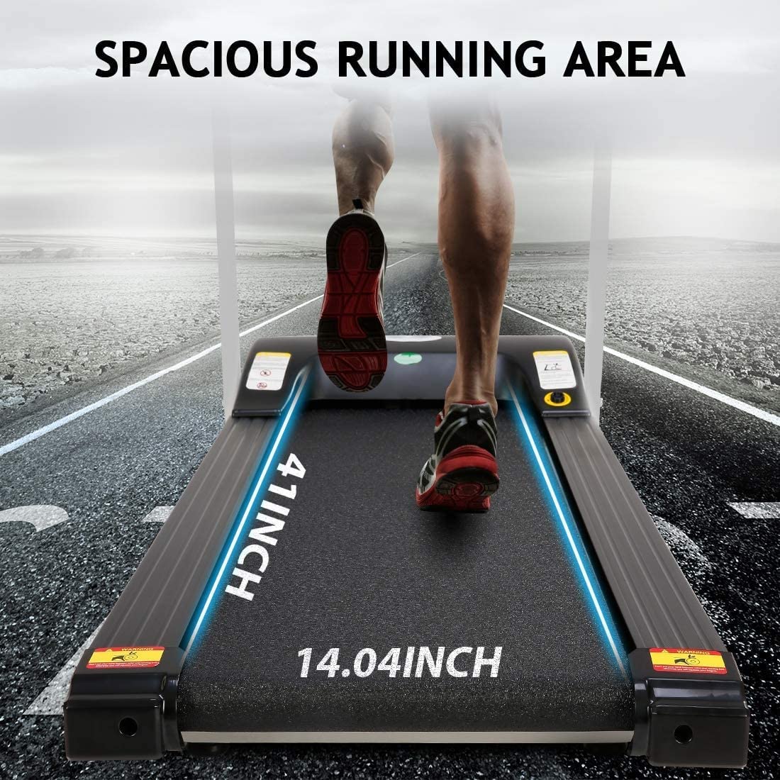 Foldable Treadmill, 12 Training Modes 1.5HP Electric Treadmill w/LED Display+Tracking Pulse+Safety Key+Casters, Health & Fitness Walking Running for Home Office