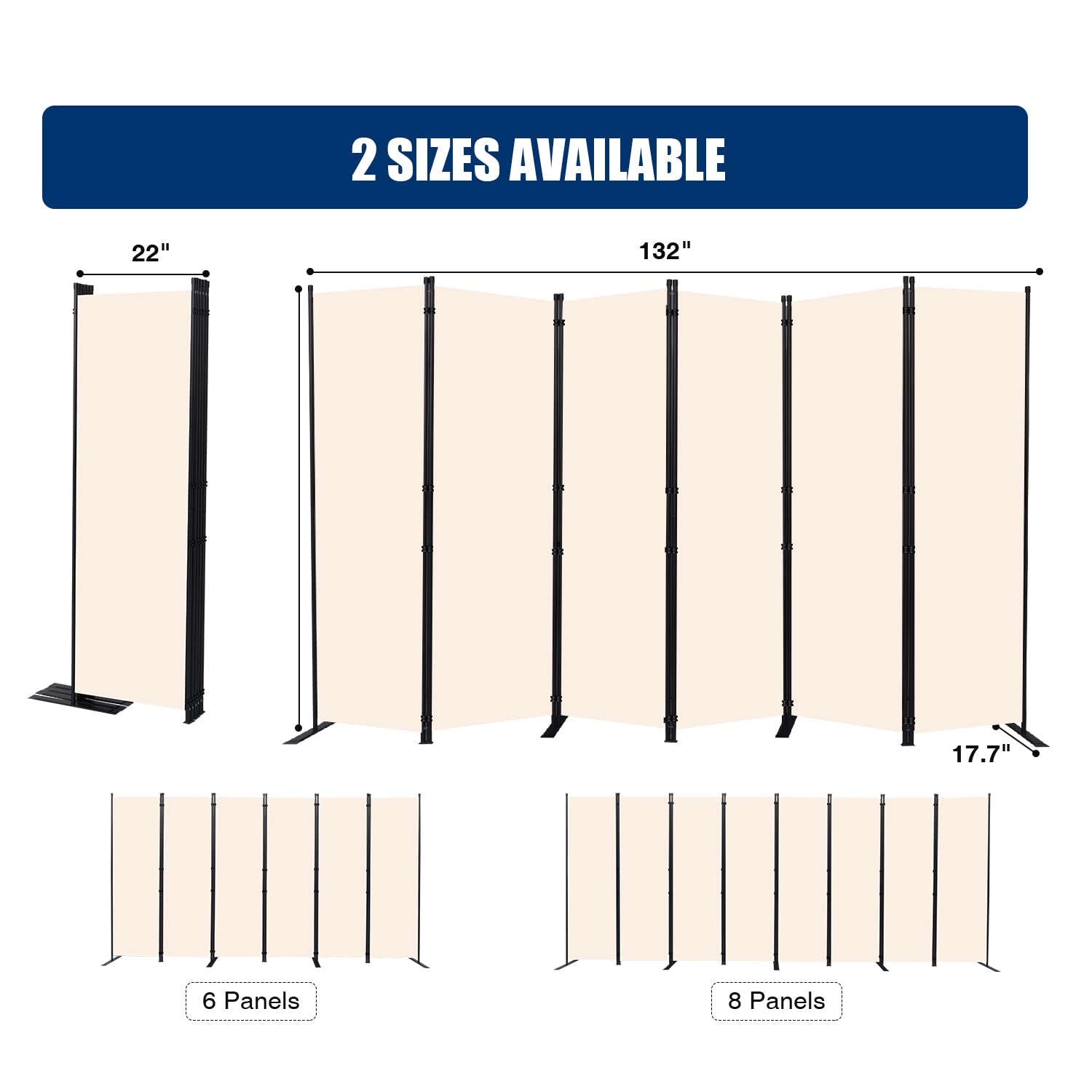 Room Divider and Folding Privacy Screens, 6 Panel Wide Room Divider Wall Screen for Room Separtition, Partition Room Dividers Fabric Panel Wall Dividers Freestanding for Office, Bedroom, Studio Dorm