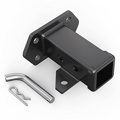 RBHAUTO 2” Bolt-on Trailer Hitch Receiver Tube, 2 inch Hitch Wall Mount, 2-inch Opening Hitch Receiver Plate Tube for Truck, Lawn Tractor, Implements, Wall or Barn(with Pin and Clip)