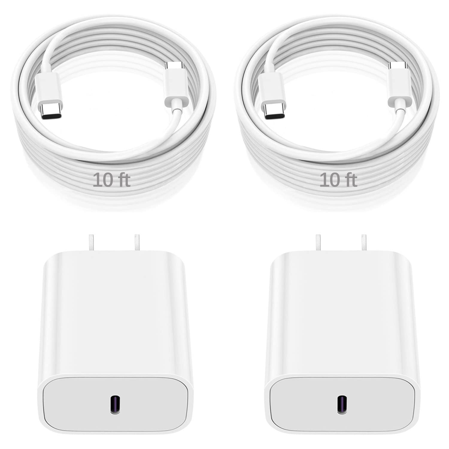 iPad Charger Fast Charging 10FT, 2Pack 20W USB C Wall Charger with 10ft USB C Charging Cord for iPad Pro 13/12.9/11 inch, iPad Air 13/11 inch 5/4th, iPad 10th Generation