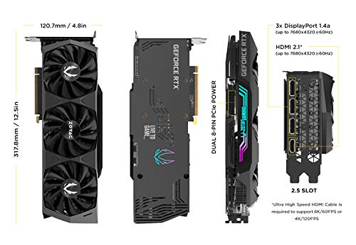 ZOTAC GAMING GeForce RTX 3080 Trinity OC 10GB GDDR6X 320-bit 19 Gbps PCIE 4.0 Graphics Card, IceStorm 2.0 Advanced Cooling, SPECTRA 2.0 RGB Lighting, ZT-A30800J-10P