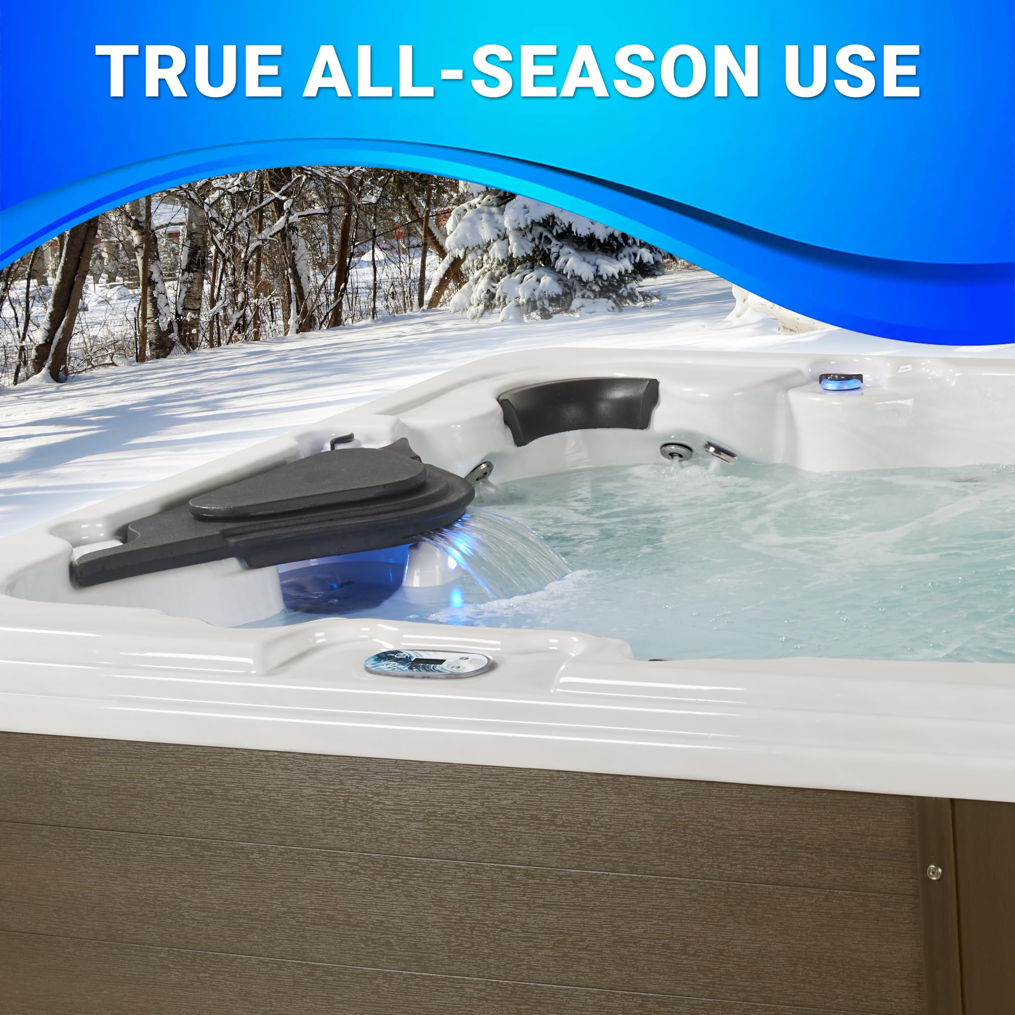 Essential Hot Tubs - Select Series 80-Jet 6-Person 2023 Lounger with Adjustable Massage Features, 240V, Grey Sterling Silver