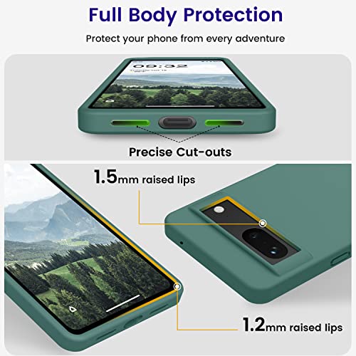 OTOFLY Designed for Pixel 7 Case, Silicone Shockproof Slim Thin Phone Case for Google Pixel 7 6.3 inch (Pine Green)
