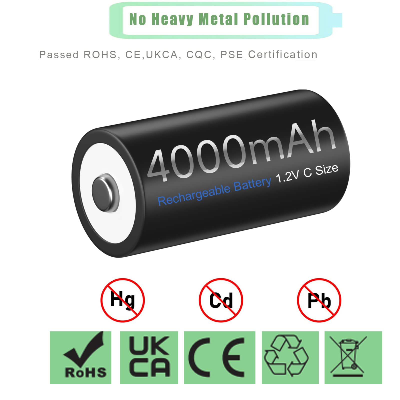 Palowextra Premium Rechargeable C Cell Batteries with Charger, 6 Pack 1.2v NiMH C Size Batteries with Universal Battery Charger for AA AAA 9V D C Rechargeable Batteries (6 Count (C Size)