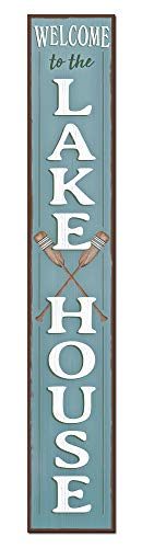 My Word! Welcome To The Lake House Welcome Sign and porch leaner for Front Door, Porch, Yard, Deck, Patio, or Wall - Indoor Outdoor Decorative Farmhouse Rustic Vertical Home Decor – 8”x46.5”